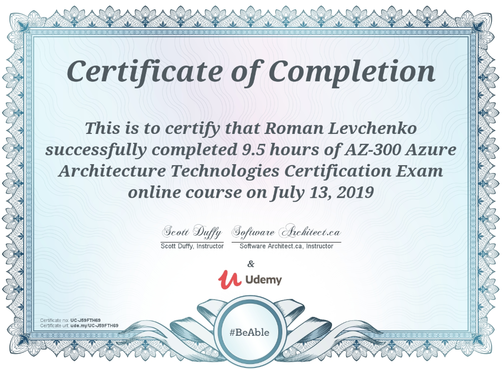 Passed Microsoft Certified: Azure Solutions Architect Expert – UseIT | Roman Levchenko
